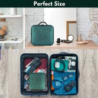 China PU Leather Travel Makeup Case Professional Cosmetic Train Case with Compartments Waterproof Detachable Vanity Organizer 500pcs MOQ for sale