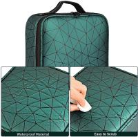 China PU Leather Travel Makeup Case Professional Cosmetic Train Case with Compartments Waterproof Detachable Vanity Organizer 500pcs MOQ for sale