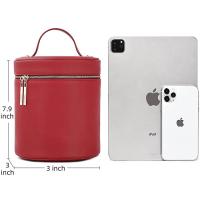 China OEM PU Leather Cosmetic Makeup Bag with Mirror Travel Organizer Bucket Bag 500pcs MOQ for sale