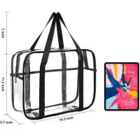 China Clear PVC Cosmetic Makeup Bag Transparent Zippered Toiletry Pouch 14.3x5.9x11.2 Inch for sale