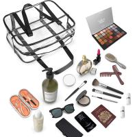 China Clear PVC Cosmetic Makeup Bag Transparent Zippered Toiletry Pouch 14.3x5.9x11.2 Inch for sale