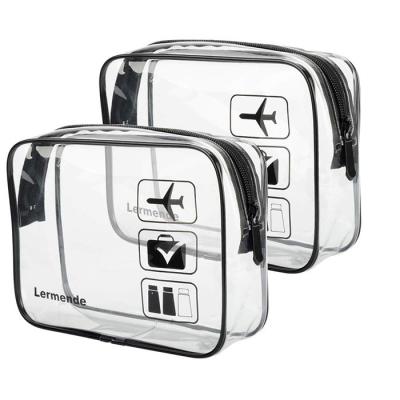 China PVC Clear Toiletry Bag TSA Approved 3-1-1 Quart Size Travel Pouch for Airport Airline Carry On for sale