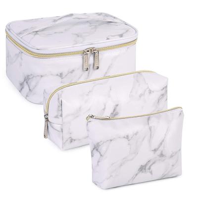 China Custom PU Leather Travel Makeup Bag Organizer Water Resistant Toiletry Bag 500 MOQ for sale