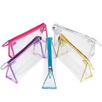 China Custom Transparent PVC Waterproof Cosmetic Bag with Zipper for Travel Bathroom Organizer 500pcs MOQ for sale