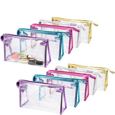 China Custom Transparent PVC Waterproof Cosmetic Bag with Zipper for Travel Bathroom Organizer 500pcs MOQ for sale