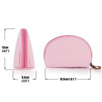 China Half Moon PU Leather Cosmetic Bag Handy Large Capacity Makeup Organizer 6.1x2.2x4.7 Inch for sale