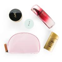 China Half Moon PU Leather Cosmetic Bag Handy Large Capacity Makeup Organizer 6.1x2.2x4.7 Inch for sale