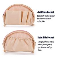 China Half Moon PU Leather Cosmetic Bag Handy Large Capacity Makeup Organizer 6.1x2.2x4.7 Inch for sale