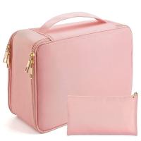 China Large Nylon Cosmetic Makeup Bag Organizer Portable Travel Case with Compartments 500 MOQ for sale
