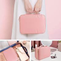 China Large Nylon Cosmetic Makeup Bag Organizer Portable Travel Case with Compartments 500 MOQ for sale