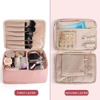 China Large Nylon Cosmetic Makeup Bag Organizer Portable Travel Case with Compartments 500 MOQ for sale