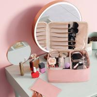 China Large Nylon Cosmetic Makeup Bag Organizer Portable Travel Case with Compartments 500 MOQ for sale
