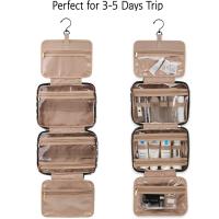 China Water Resistant Polyester Peach Skin Toiletry Bag Travel Organizer with Hanging Hook 11x7.4x3 Inch for sale