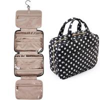 China Water Resistant Polyester Peach Skin Toiletry Bag Travel Organizer with Hanging Hook 11x7.4x3 Inch for sale