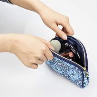 China ODM 3 Piece Cosmetic Bag Set Polyester Travel Makeup Organizer for Women Navy Blue 9.5x7.5 Inch for sale