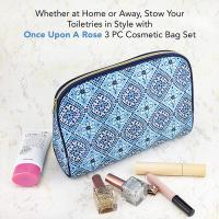 China ODM 3 Piece Cosmetic Bag Set Polyester Travel Makeup Organizer for Women Navy Blue 9.5x7.5 Inch for sale
