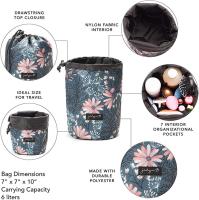 China Customizable Travel Makeup Bag Cosmetic Organizer 6L Polyester Navy Floral for sale