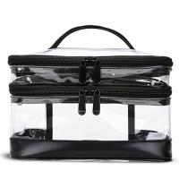 China Custom PVC Nylon Mesh Cosmetic Makeup Bag Waterproof Travel Case 9.1x5.5x5.5 inch for sale