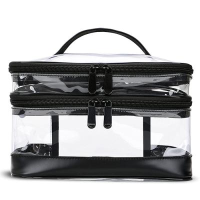 China Custom PVC Nylon Mesh Cosmetic Makeup Bag Waterproof Travel Case 9.1x5.5x5.5 inch for sale