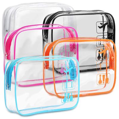 China TSA Approved Clear Toiletry Bag 5 Pack Quart Size PVC Travel Makeup Case for Women Men for sale