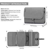 China Gray Hanging Travel Toiletry Bag Oxford Cosmetic Organizer with Metal Hook 500pcs MOQ for sale