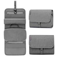 China Gray Hanging Travel Toiletry Bag Oxford Cosmetic Organizer with Metal Hook 500pcs MOQ for sale