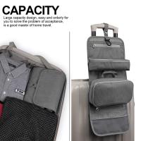 China Gray Hanging Travel Toiletry Bag Oxford Cosmetic Organizer with Metal Hook 500pcs MOQ for sale