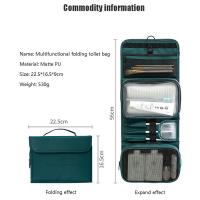China PU Hanging Toilet Bag Portable Travel Cosmetic Organizer Waterproof Zipper with 360 Hook 500pcs MOQ for sale