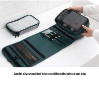 China PU Hanging Toilet Bag Portable Travel Cosmetic Organizer Waterproof Zipper with 360 Hook 500pcs MOQ for sale