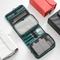 China PU Hanging Toilet Bag Portable Travel Cosmetic Organizer Waterproof Zipper with 360 Hook 500pcs MOQ for sale
