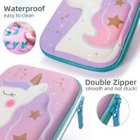 China 3D EVA Unicorn Pencil Case Large Capacity Double Zipper Pencil Box for Kids School Gift 500 MOQ for sale