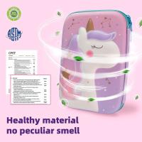 China 3D EVA Unicorn Pencil Case Large Capacity Double Zipper Pencil Box for Kids School Gift 500 MOQ for sale