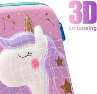 China 3D EVA Unicorn Pencil Case Large Capacity Double Zipper Pencil Box for Kids School Gift 500 MOQ for sale