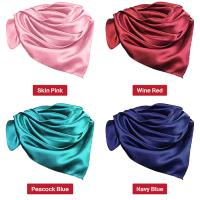 China Custom Satin Large Vintage Square Head Scarf 35 Inch Silk Feeling Bandana Wrap for Women for sale