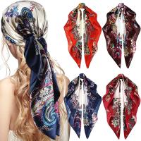 China 35 Inch Square Satin Silk Scarf Headband Boho Hair Bandana for Women Custom Size OEM for sale