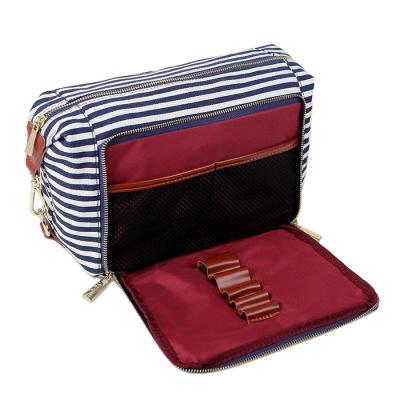 China Canvas Travel Toiletry Bag 10.3x5.5x6.3 Inch Zip Closure Cosmetic Makeup Pouch with BAOSHA Logo for sale