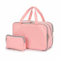 China 9L Travel Makeup Bag Nylon Exterior Water Resistant Toiletry Organizer with Small Cosmetic Pouch for sale