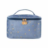 China Velvet Cosmetic Makeup Bag 8x5.5x5.1 Inch with Handle Brush Holder Travel Case for sale