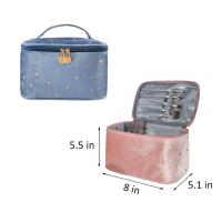 China Velvet Cosmetic Makeup Bag 8x5.5x5.1 Inch with Handle Brush Holder Travel Case for sale