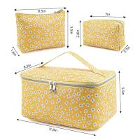 China Lightweight 3 Piece Makeup Bag Set Yellow Durable Waterproof With Zipper OEM for sale
