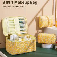 China Lightweight 3 Piece Makeup Bag Set Yellow Durable Waterproof With Zipper OEM for sale
