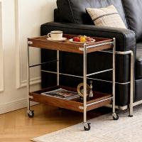 China 4 Tier Metal With Wheels Kitchen Fruit Vegetable Rack Sofa Coffee Tea Table Bedroom Bedside Organizer Stand Snack Trolley Shelf for sale