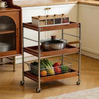 China 4 Tier Metal With Wheels Kitchen Fruit Vegetable Rack Sofa Coffee Tea Table Bedroom Bedside Organizer Stand Snack Trolley Shelf for sale