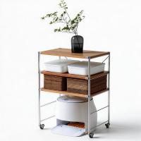 China 4 Tier Metal With Wheels Kitchen Fruit Vegetable Rack Sofa Coffee Tea Table Bedroom Bedside Organizer Stand Snack Trolley Shelf for sale