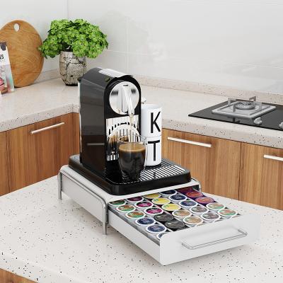 China Stackable Retail Coffee Bean Pods Mug Syrup Capsule Holder Display Storage Rack Tray Acrylic With Drawer Sugar Box Combination for sale