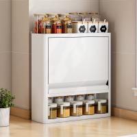China Sliding Door Modern Kitchen Spice Cupboard Rack Countertop 4 Tier Seasoning Jars Organizer Boxs Holder Storage Bottles Shelf for sale