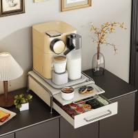 China New 2 Tier Coffee Machine Capsule Holder with Pull-out Board  Nespresso Pod Storage Box Tea Bag Plate Rack Mug Organizer Drawer for sale