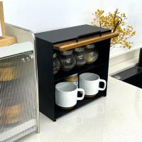 China 3 Layer Kitchen Countertop Spice Cabinet With Wooden Door Seasoning Bottle Organizer Living Room Coffee Tea Bag Mug Storage Rack for sale