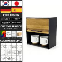 China 3 Layer Kitchen Countertop Spice Cabinet With Wooden Door Seasoning Bottle Organizer Living Room Coffee Tea Bag Mug Storage Rack for sale