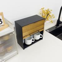 China 3 Layer Kitchen Countertop Spice Cabinet With Wooden Door Seasoning Bottle Organizer Living Room Coffee Tea Bag Mug Storage Rack for sale